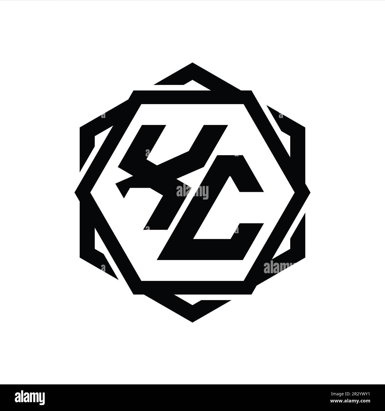 XC Logo monogram hexagon shape with geometric abstract isolated outline design template Stock ...