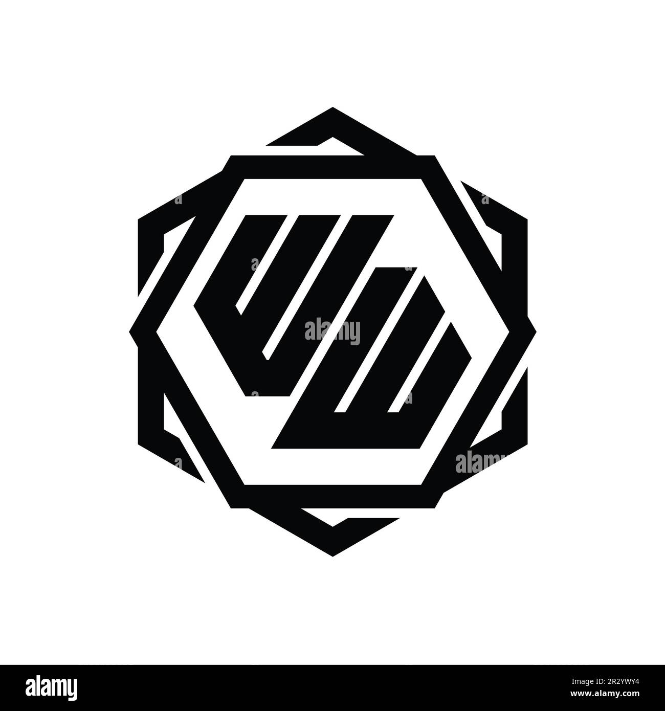 WW Logo monogram hexagon shape with geometric abstract isolated outline design template Stock ...