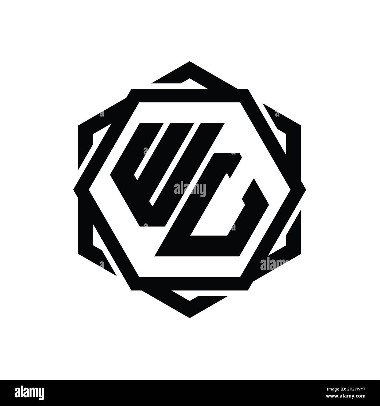 WU Logo monogram hexagon shape with geometric abstract isolated outline ...