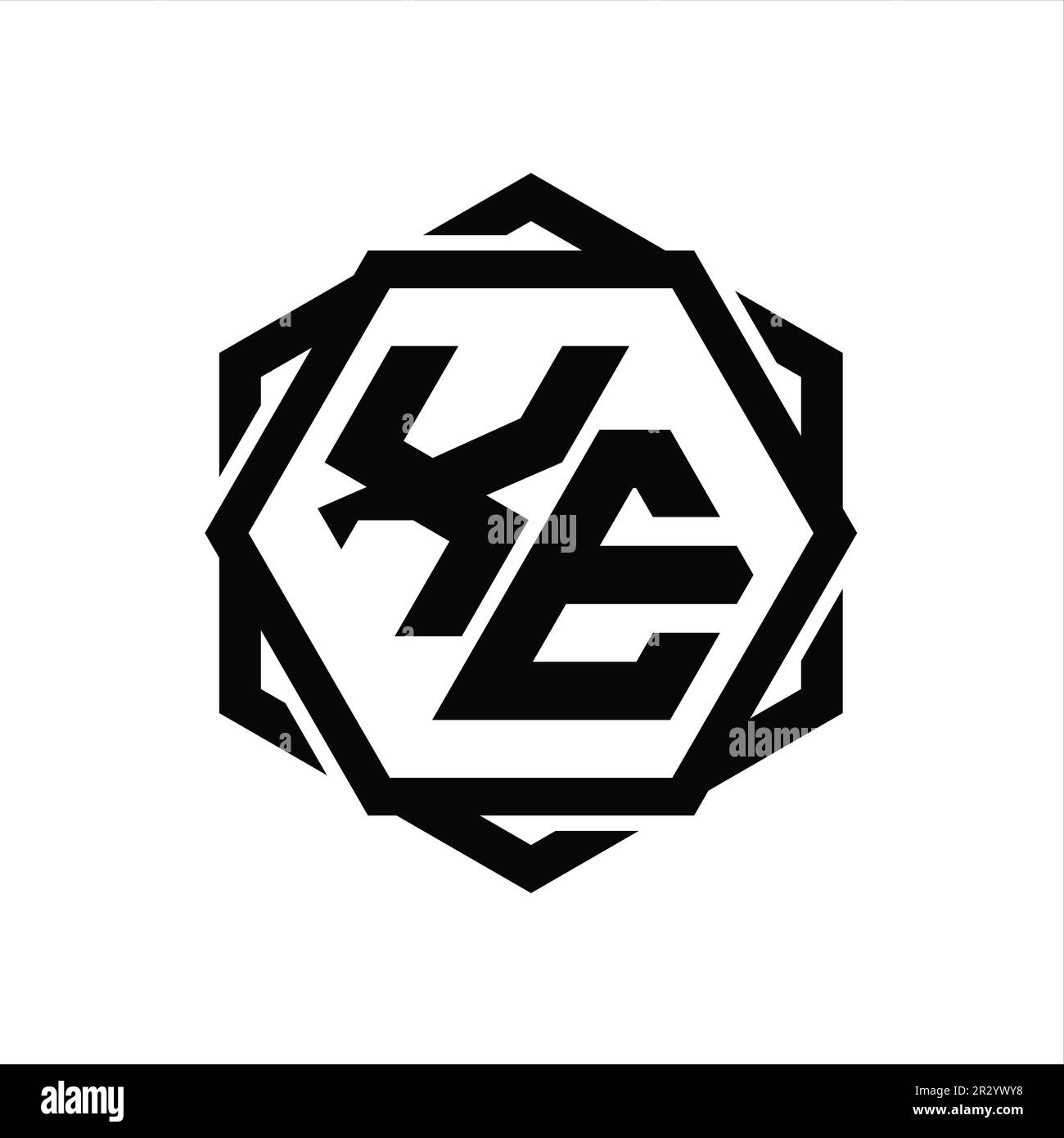 XE Logo monogram hexagon shape with geometric abstract isolated outline design template Stock ...