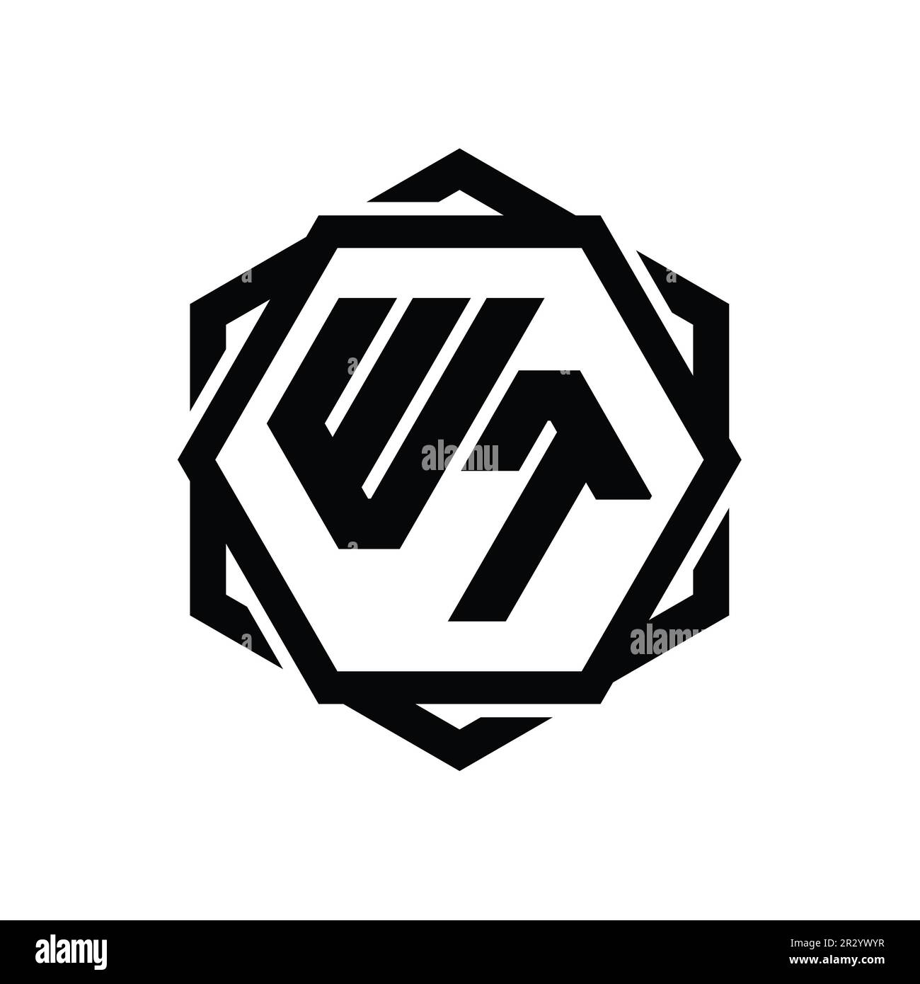 WT Logo monogram hexagon shape with geometric abstract isolated outline design template Stock ...