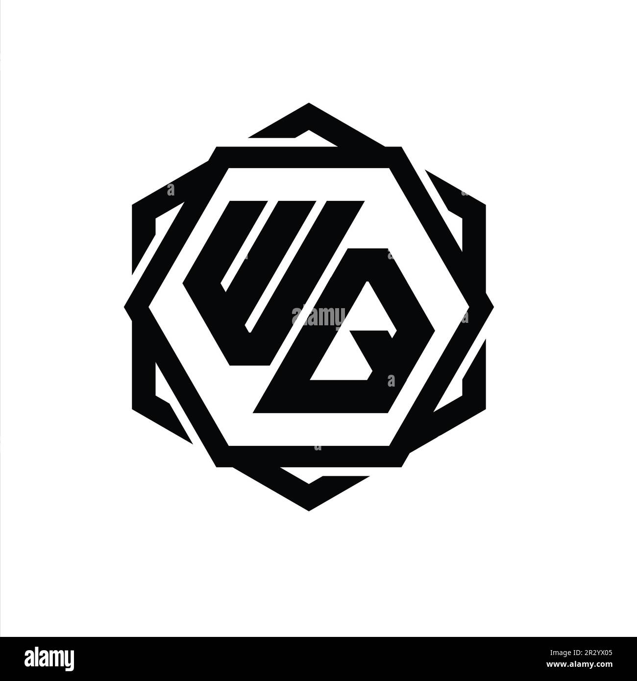 WQ Logo monogram hexagon shape with geometric abstract isolated outline design template Stock ...