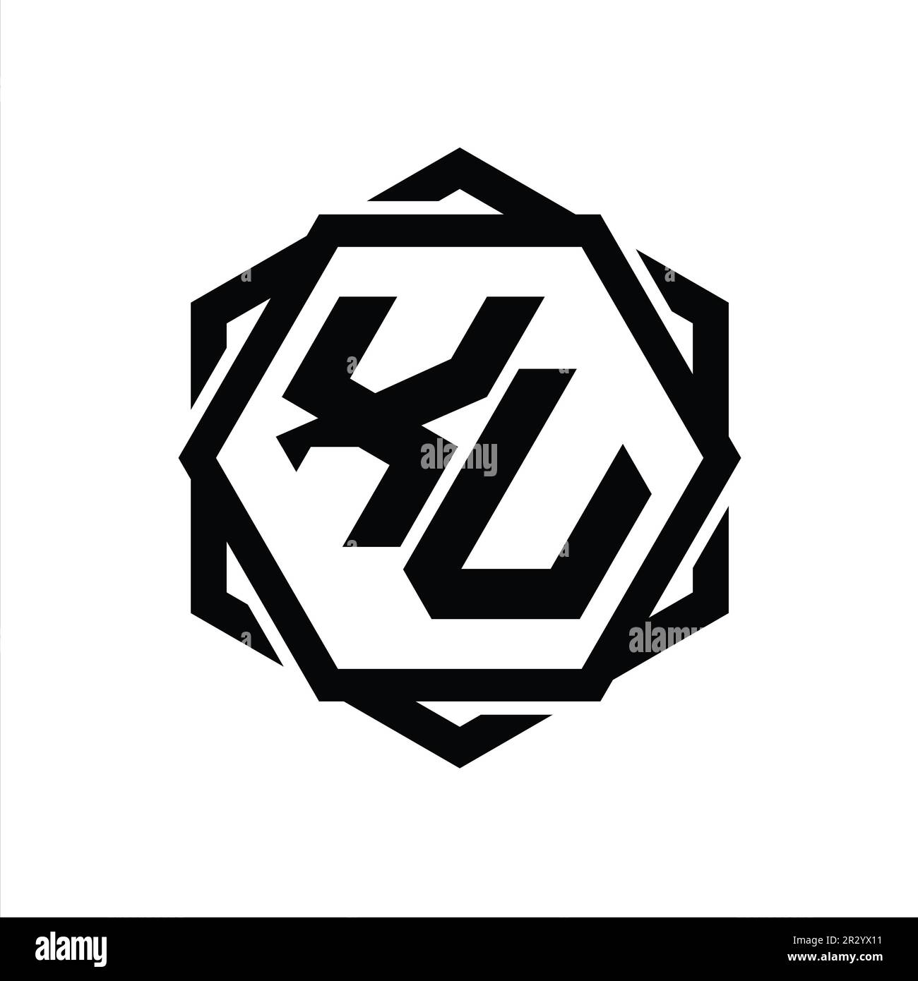 XV Logo monogram hexagon shape with geometric abstract isolated outline ...