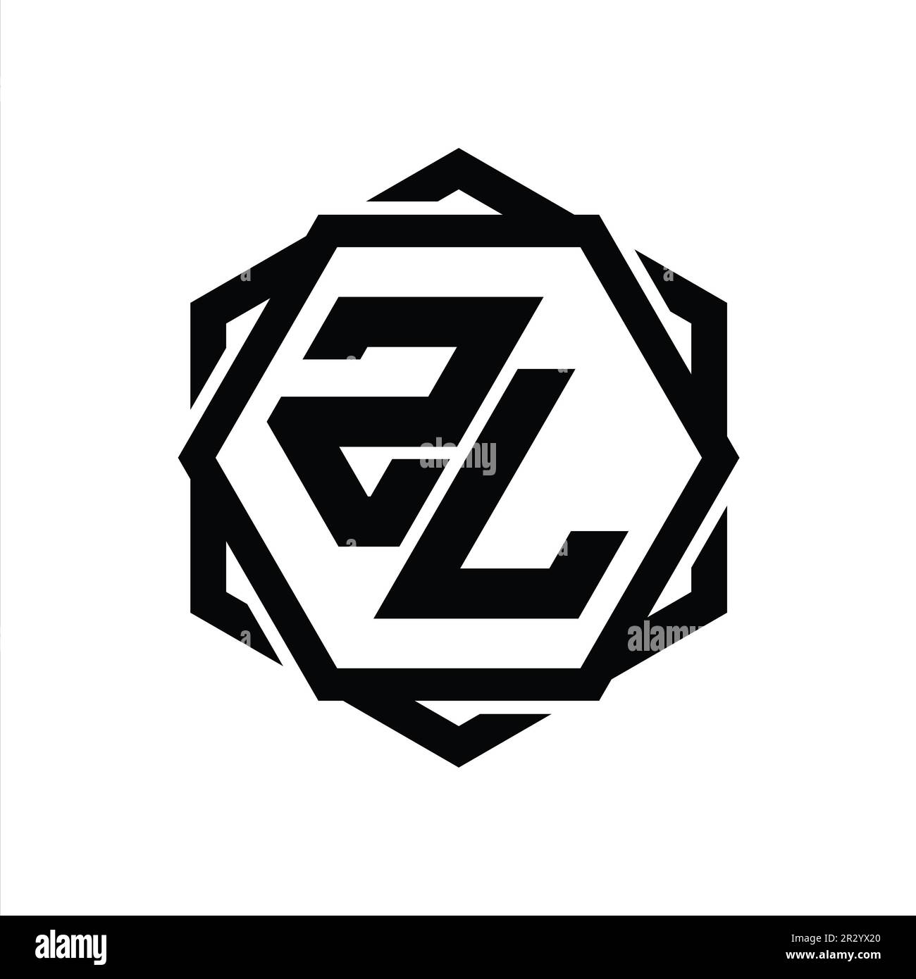 ZL Logo monogram hexagon shape with geometric abstract isolated outline design template Stock ...