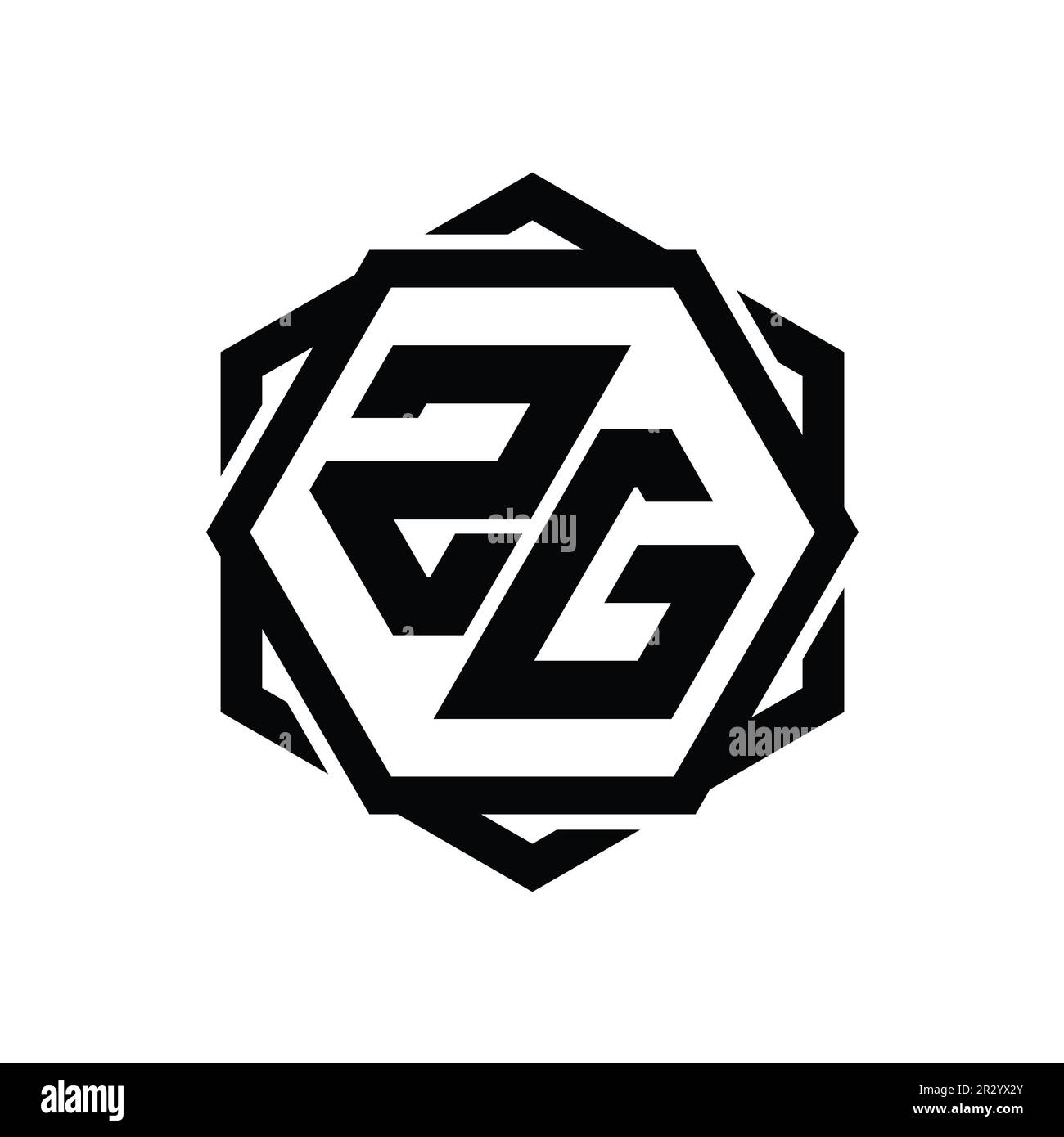 ZG Logo monogram hexagon shape with geometric abstract isolated outline ... ZG Logo monogram hexagon shape with geometric abstract isolated outline ...