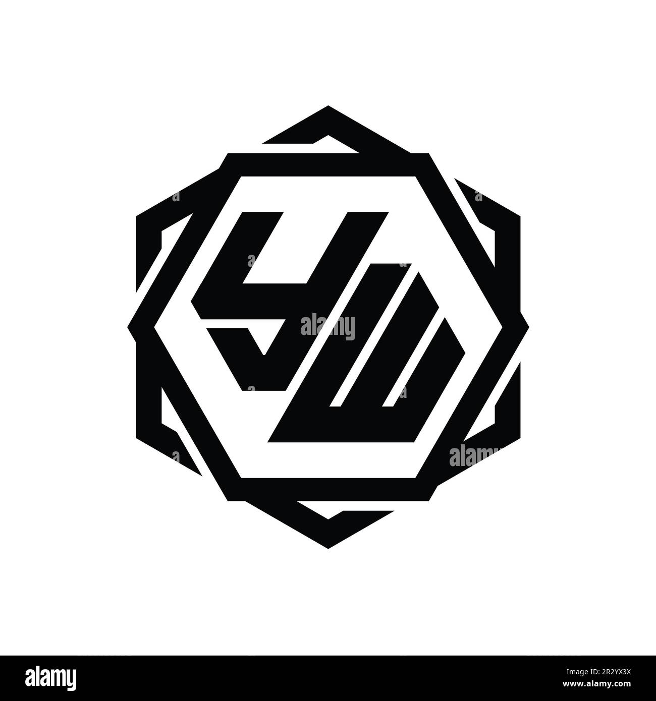 YW Logo monogram hexagon shape with geometric abstract isolated outline design template Stock ...