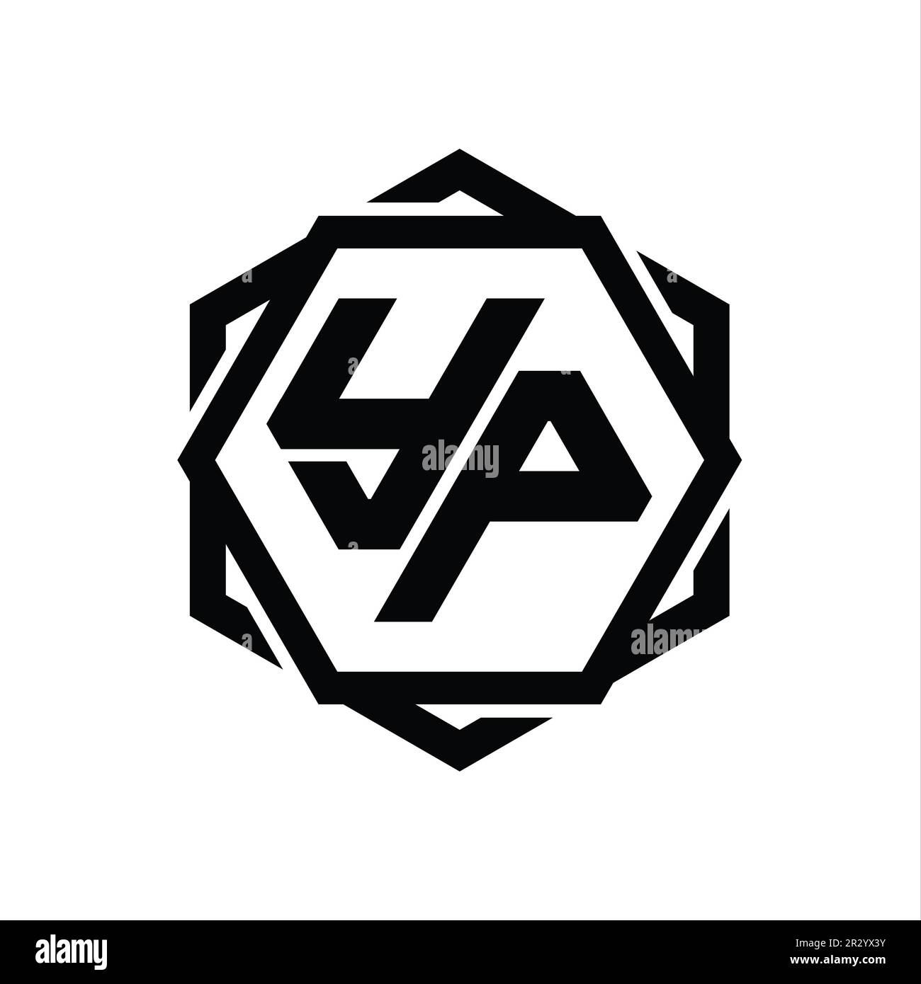YP Logo monogram hexagon shape with geometric abstract isolated outline ...