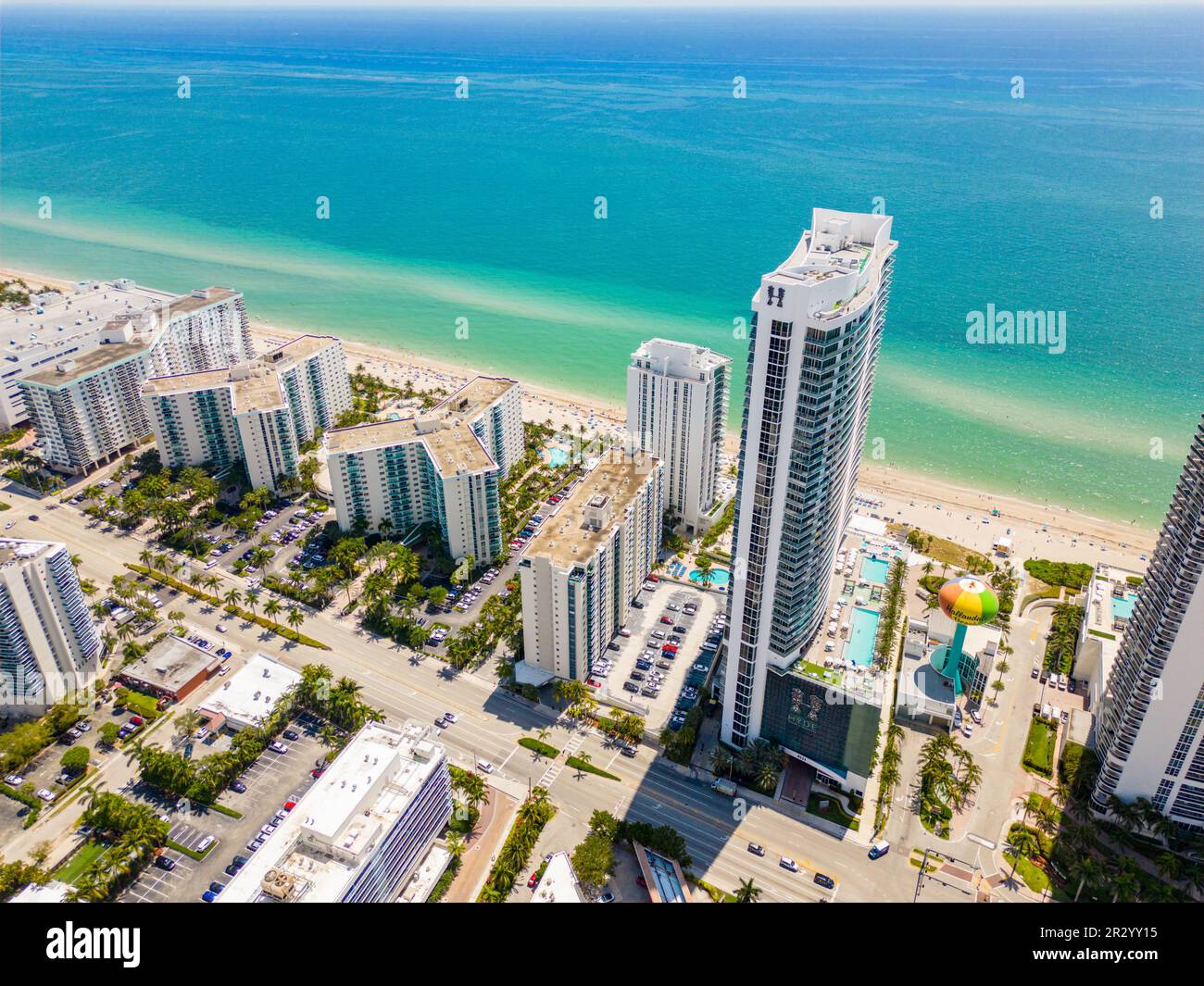 Aerial view of Hallandale Hollywood Beach FL summer 2023 Stock Photo ...