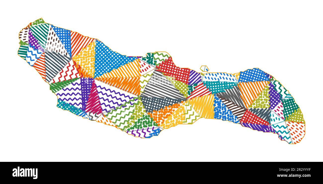 Kid style map of Saona Island. Hand drawn polygons in the shape of ...