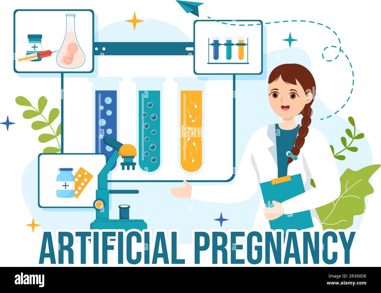 Artificial Pregnancy Vector Illustration with Couple After Successful ...