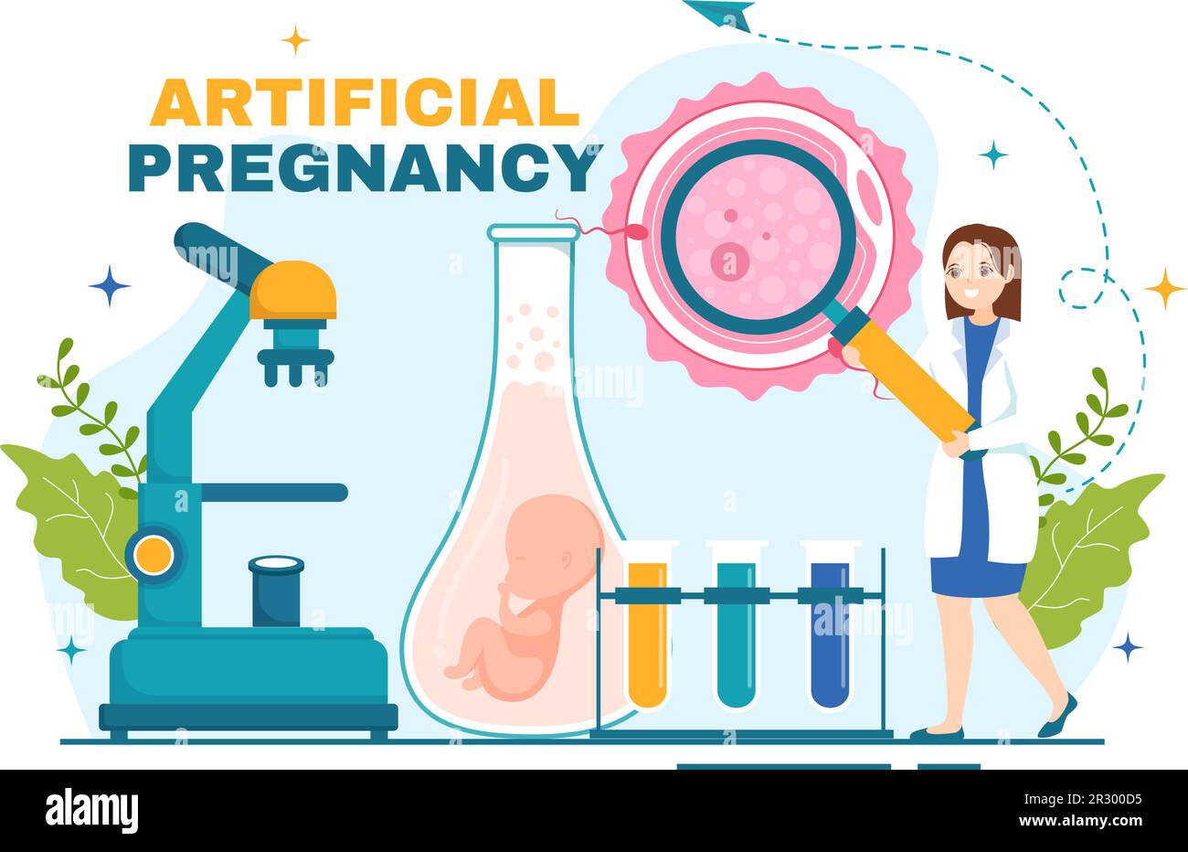 Artificial Pregnancy Vector Illustration with Couple After Successful ...