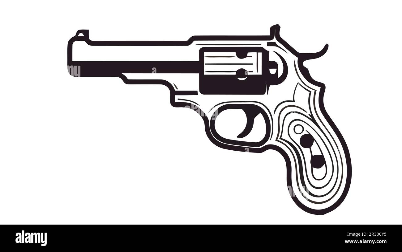 Gun revolver icon. Vintage pistol silhouette. Western handgun. Vector ...