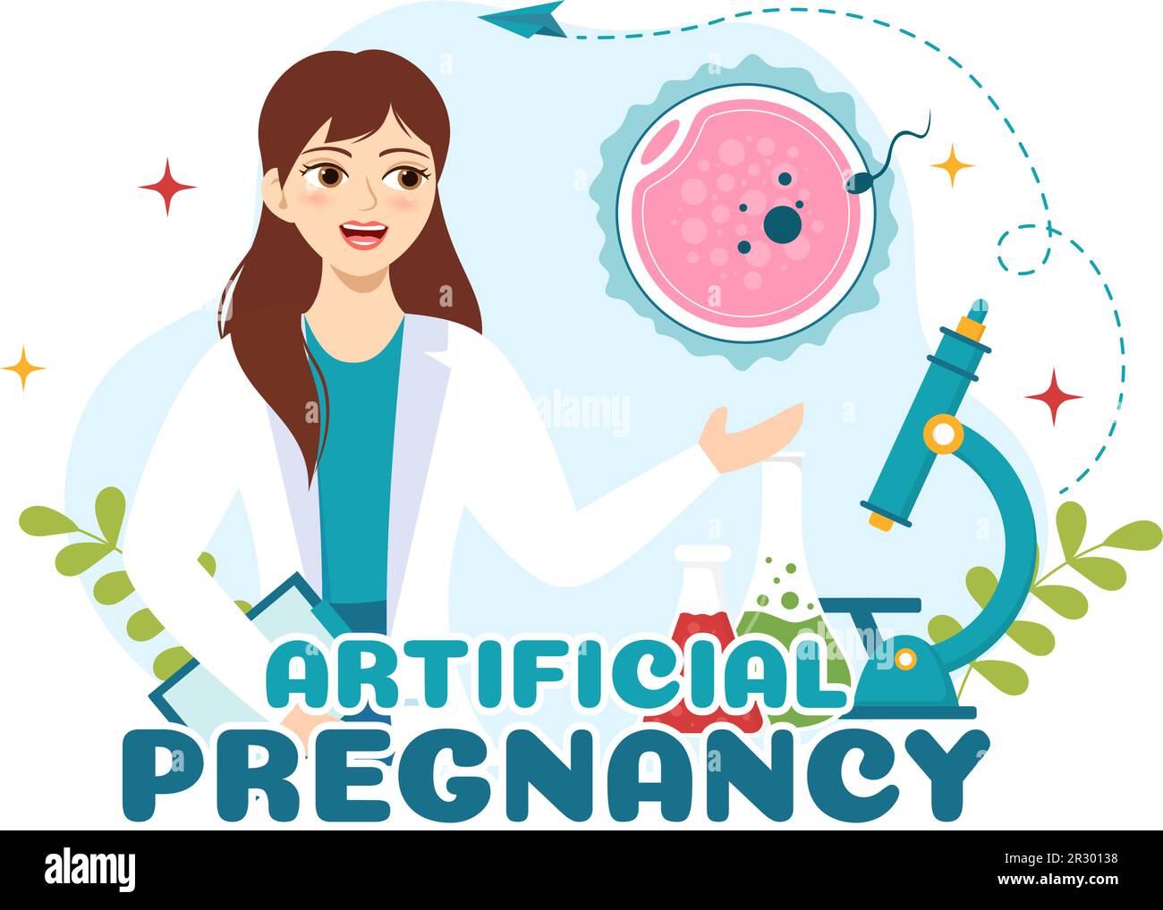 Artificial Pregnancy Vector Illustration with Couple After Successful ...