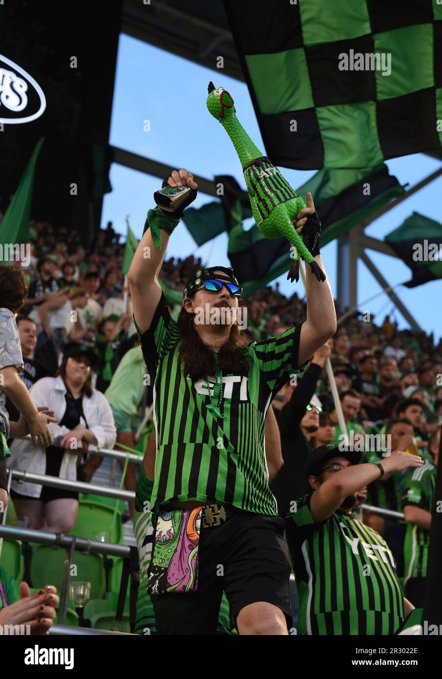 AUSTIN, TX - MAY 20: An Austin FC fan cheers during the game between ...