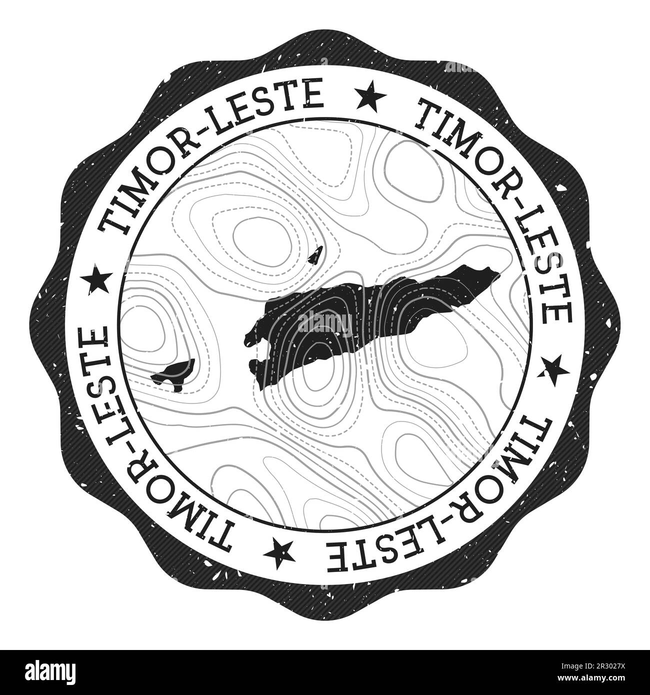 Timor-Leste outdoor stamp. Round sticker with map of country with ...