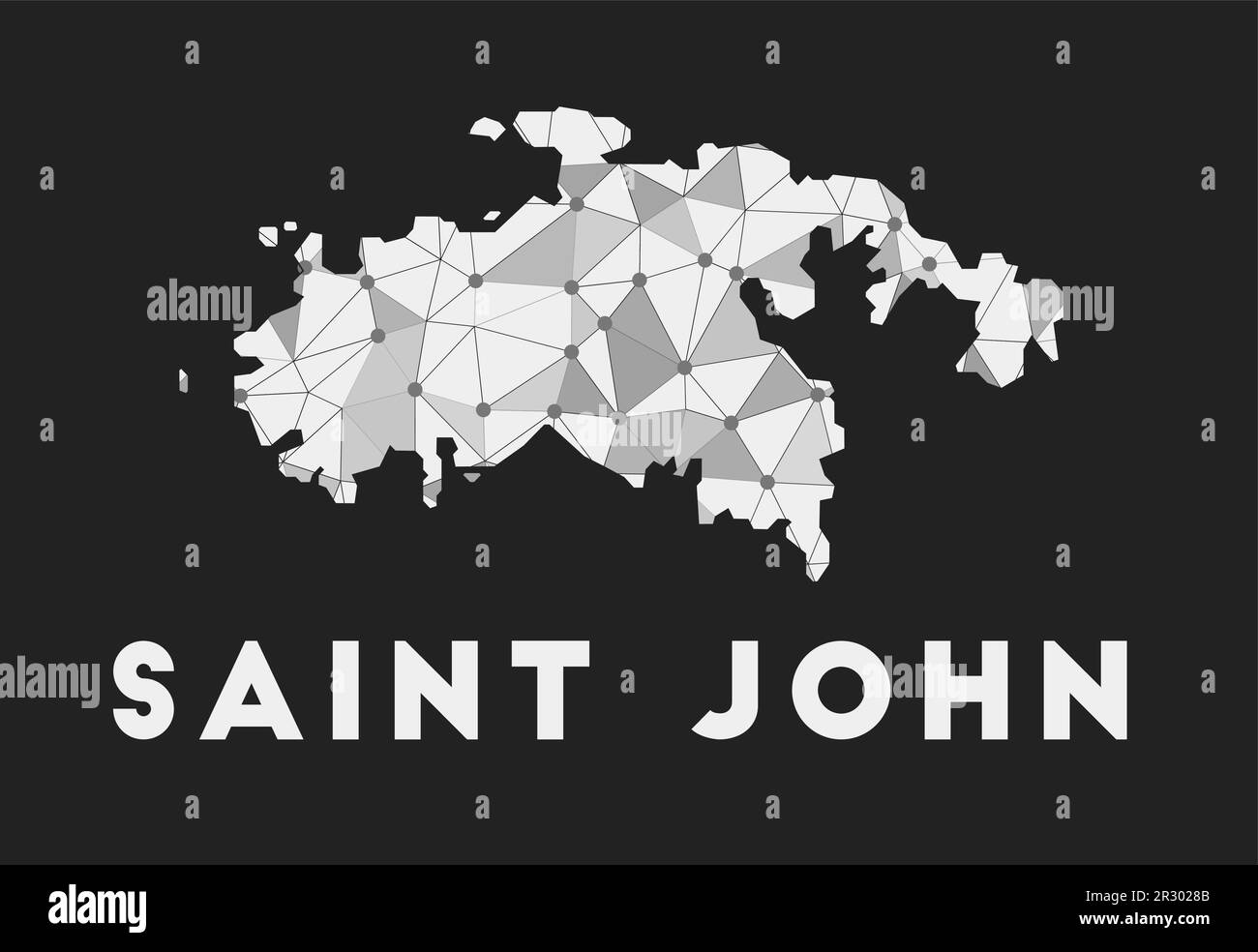 Saint John - communication network map of island. Saint John trendy ...