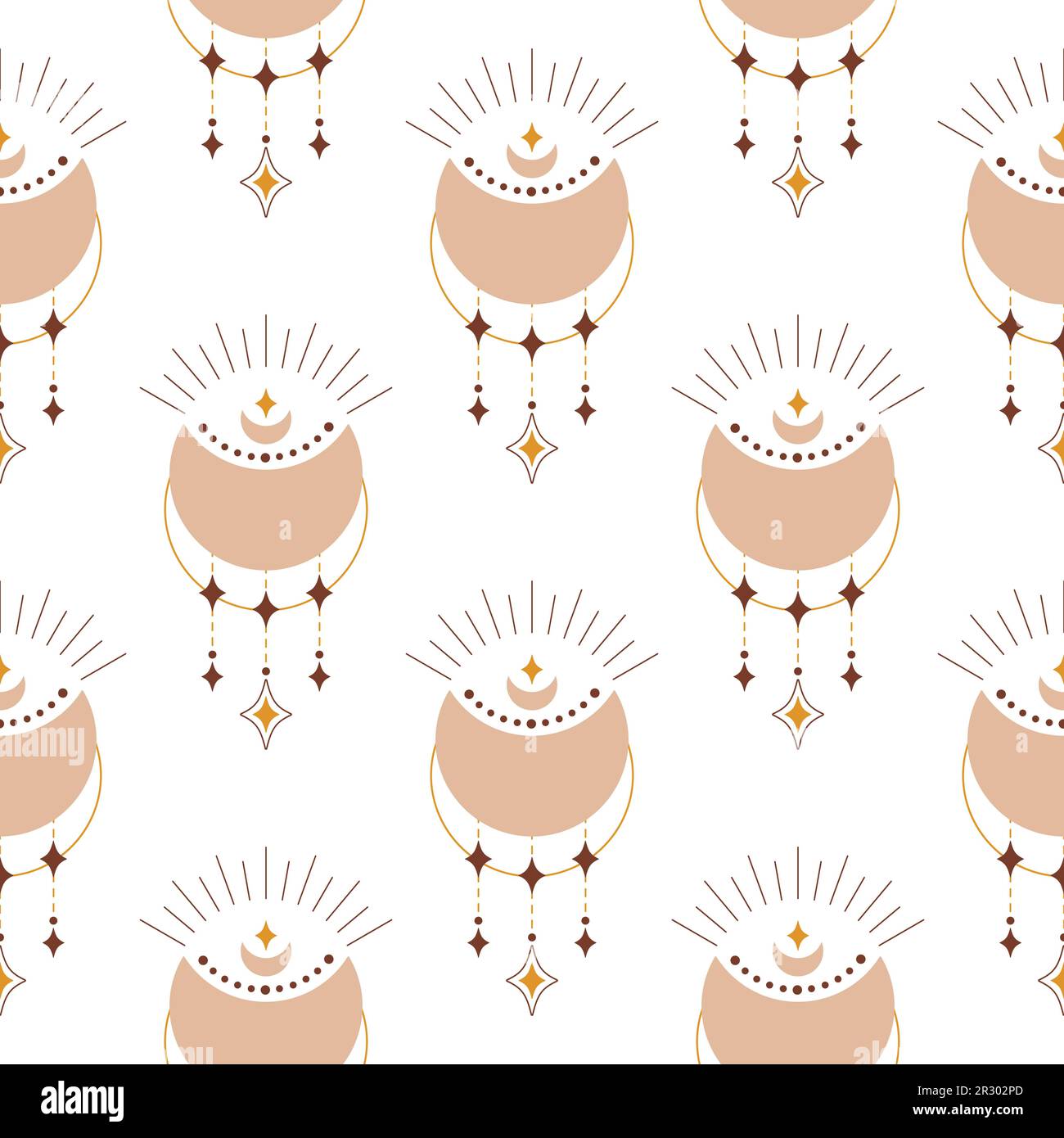 Cute boho moon seamless pattern. Creative childish print for fabric ...