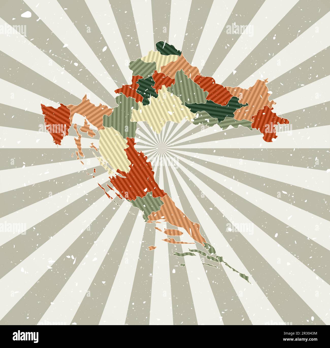 Croatia vintage map. Grunge poster with map of the country in retro ...