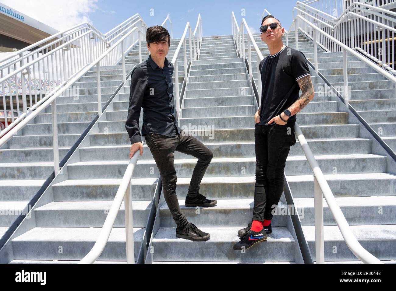 Justin Sane, left, and Chris Barker of Anti-Flag pose at the Welcome To ...