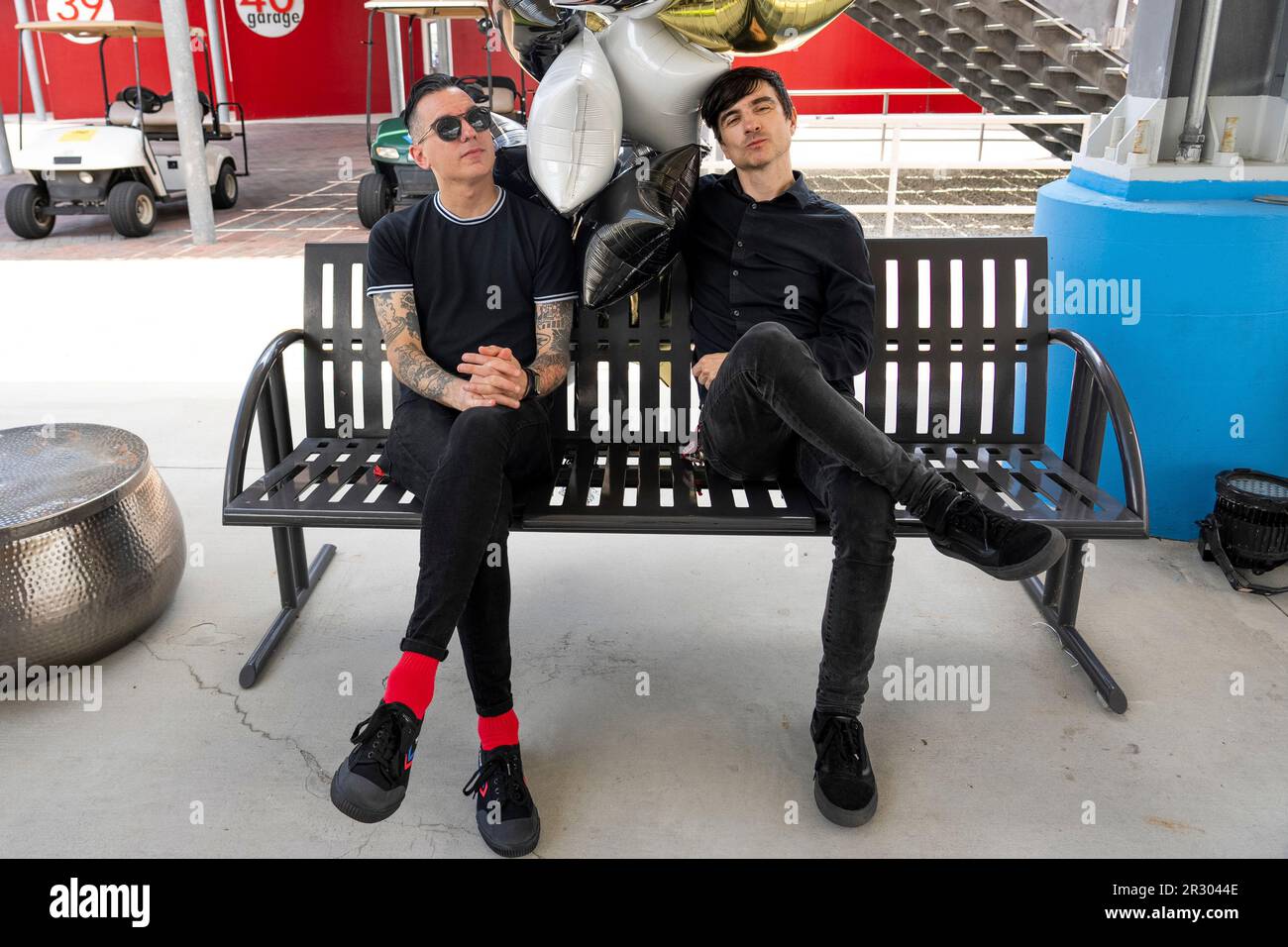 Chris Barker, left, and Justin Sane of Anti-Flag pose at the Welcome To ...