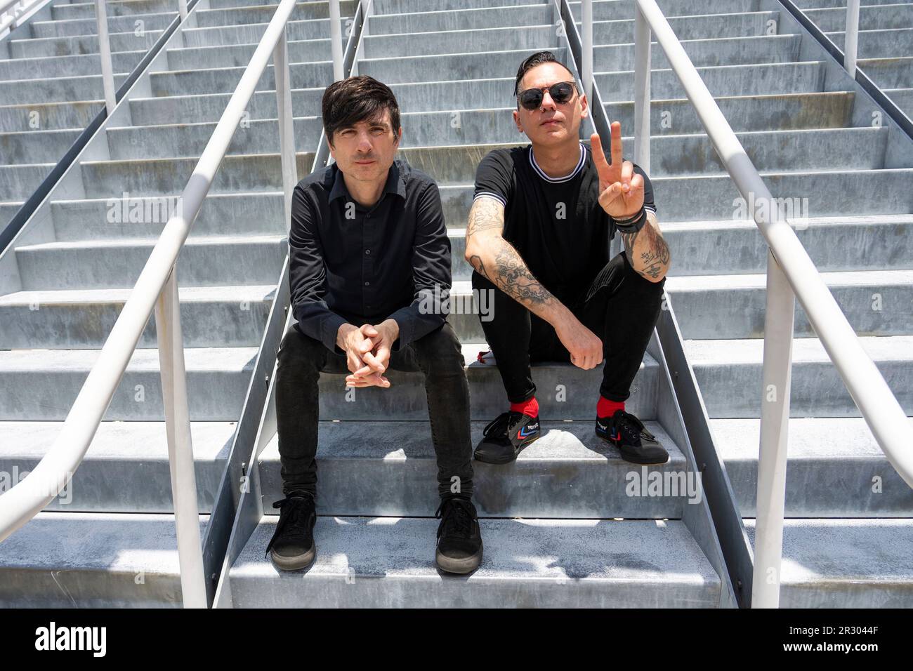 Justin Sane, left, and Chris Barker of Anti-Flag pose at the Welcome To ...