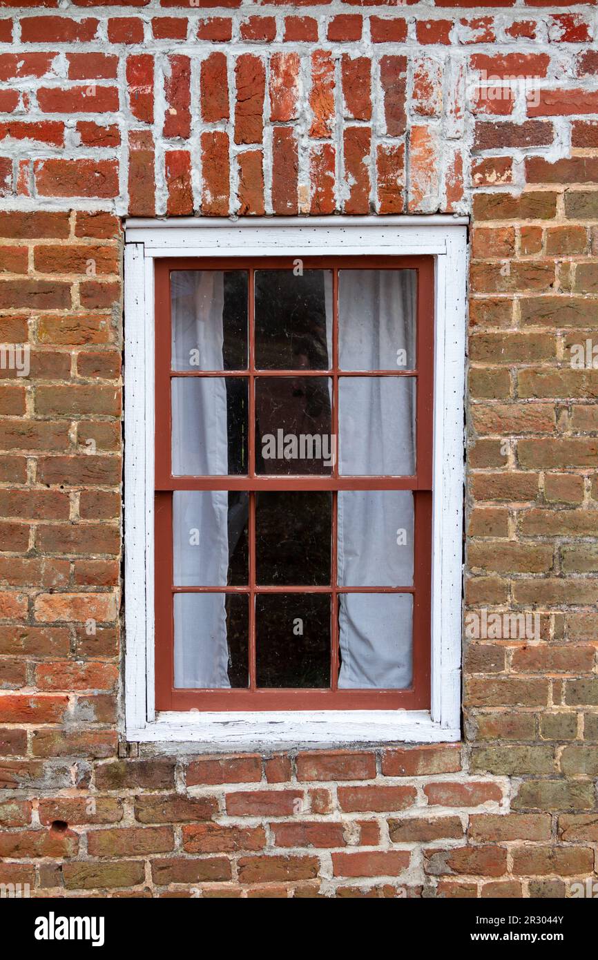 Window in old red brick wall Stock Photo - Alamy