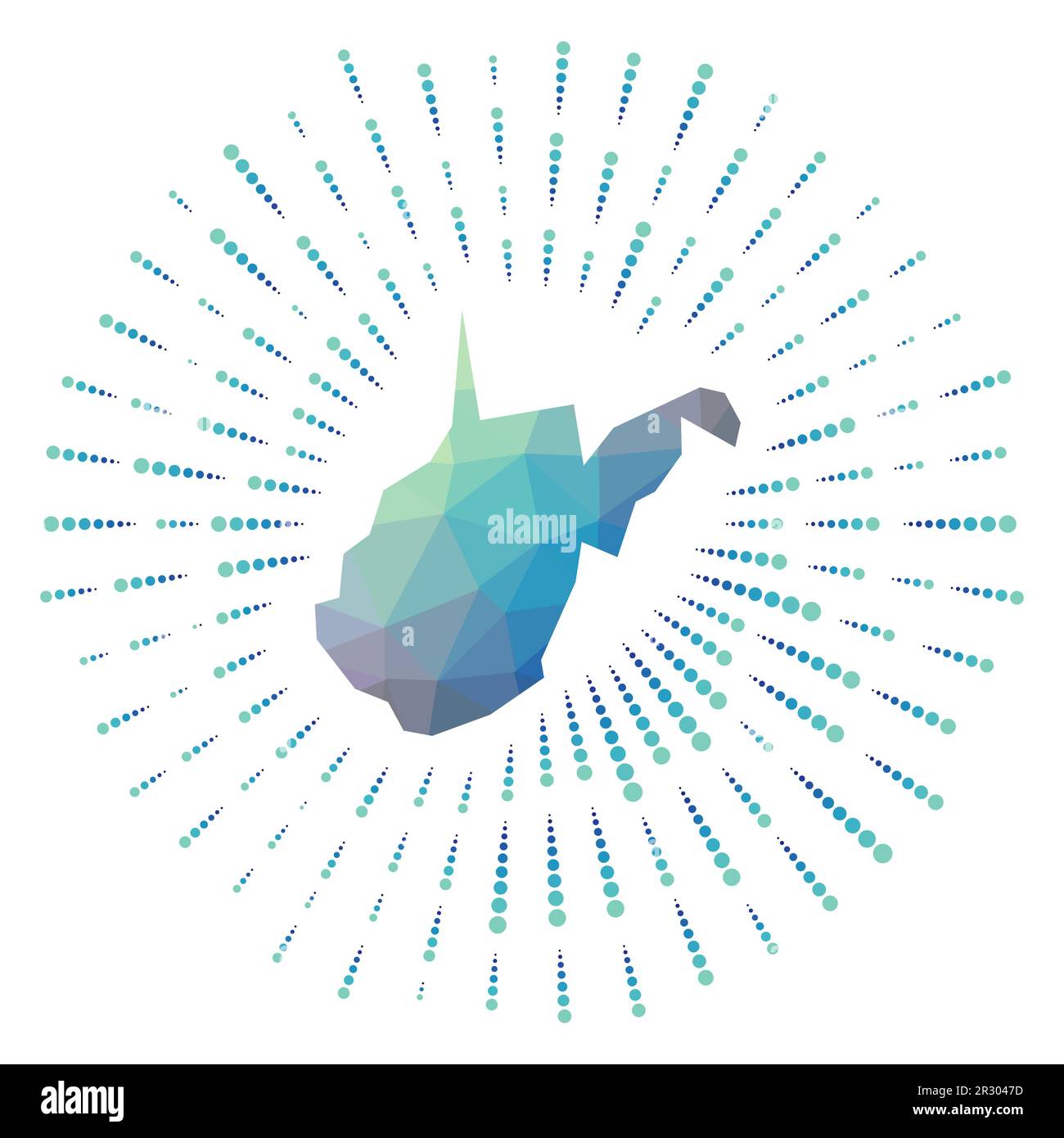 Shape of West Virginia, polygonal sunburst. Map of the US state with ...