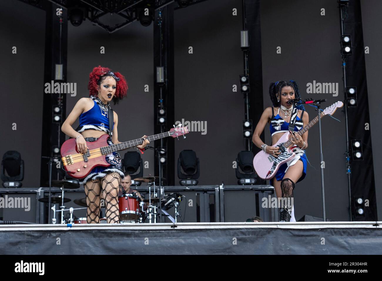 Georgia South, left, and Amy Love of Nova Twins perform at the Welcome ...