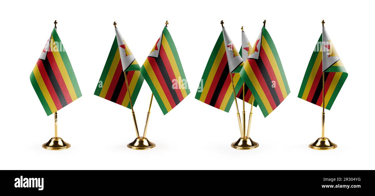 Small national flags of the Zimbabwe on a white background Stock Photo ...