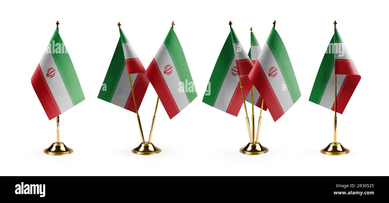 Small national flags of the Iran on a white background Stock Photo - Alamy
