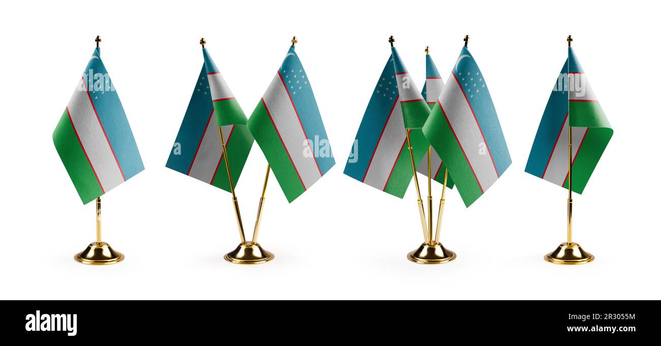 Small national flags of the Uzbekistan on a white background Stock ...