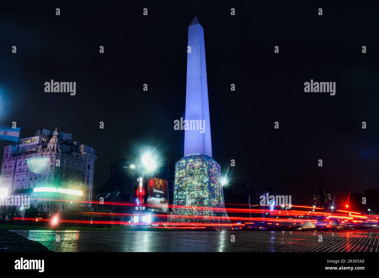 The Obelisk of Buenos Aires seen during a long exposure photography on ...