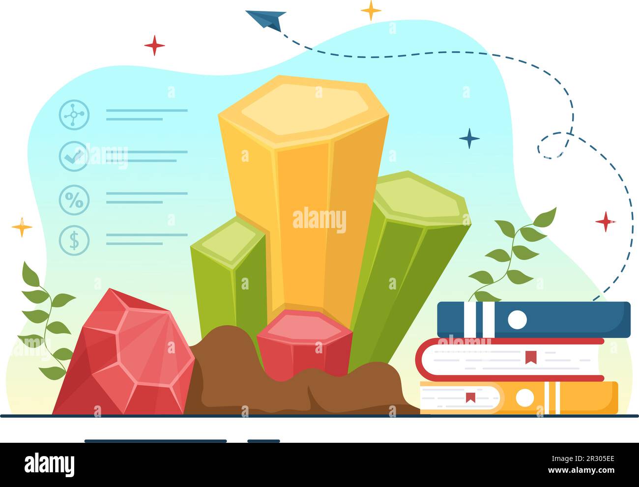 Mineralogist Vector Illustration with Natural Stone and Mineral ...
