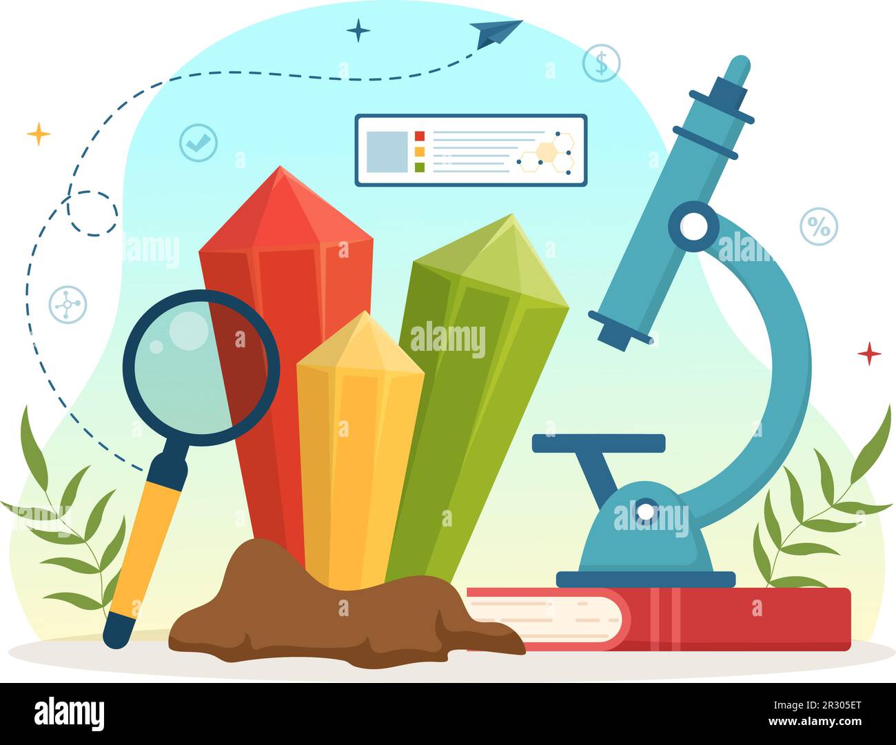 Mineralogist Vector Illustration with Natural Stone and Mineral ...