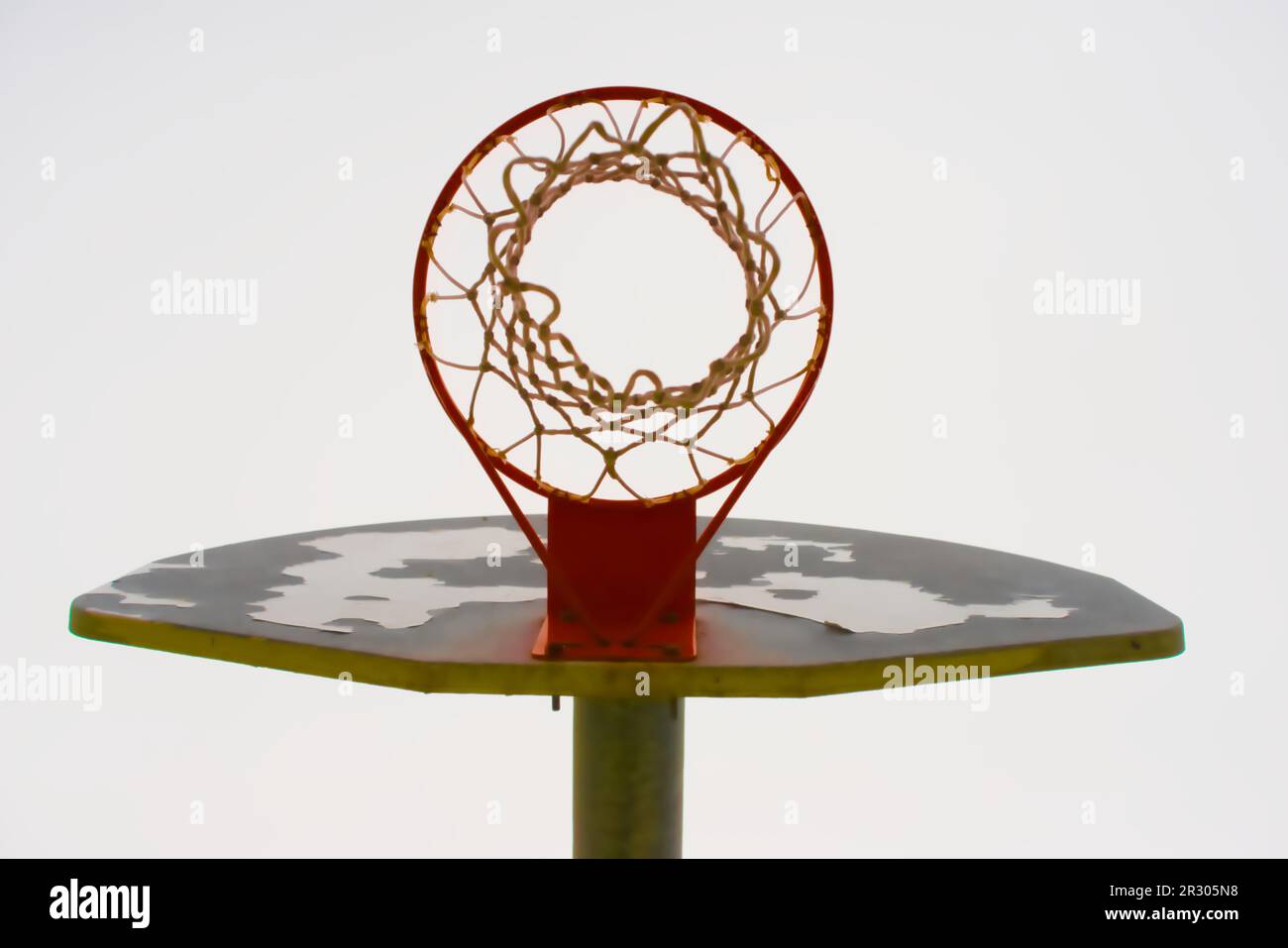 Classic vintage American, weathered, well-worn, playground basketball ...