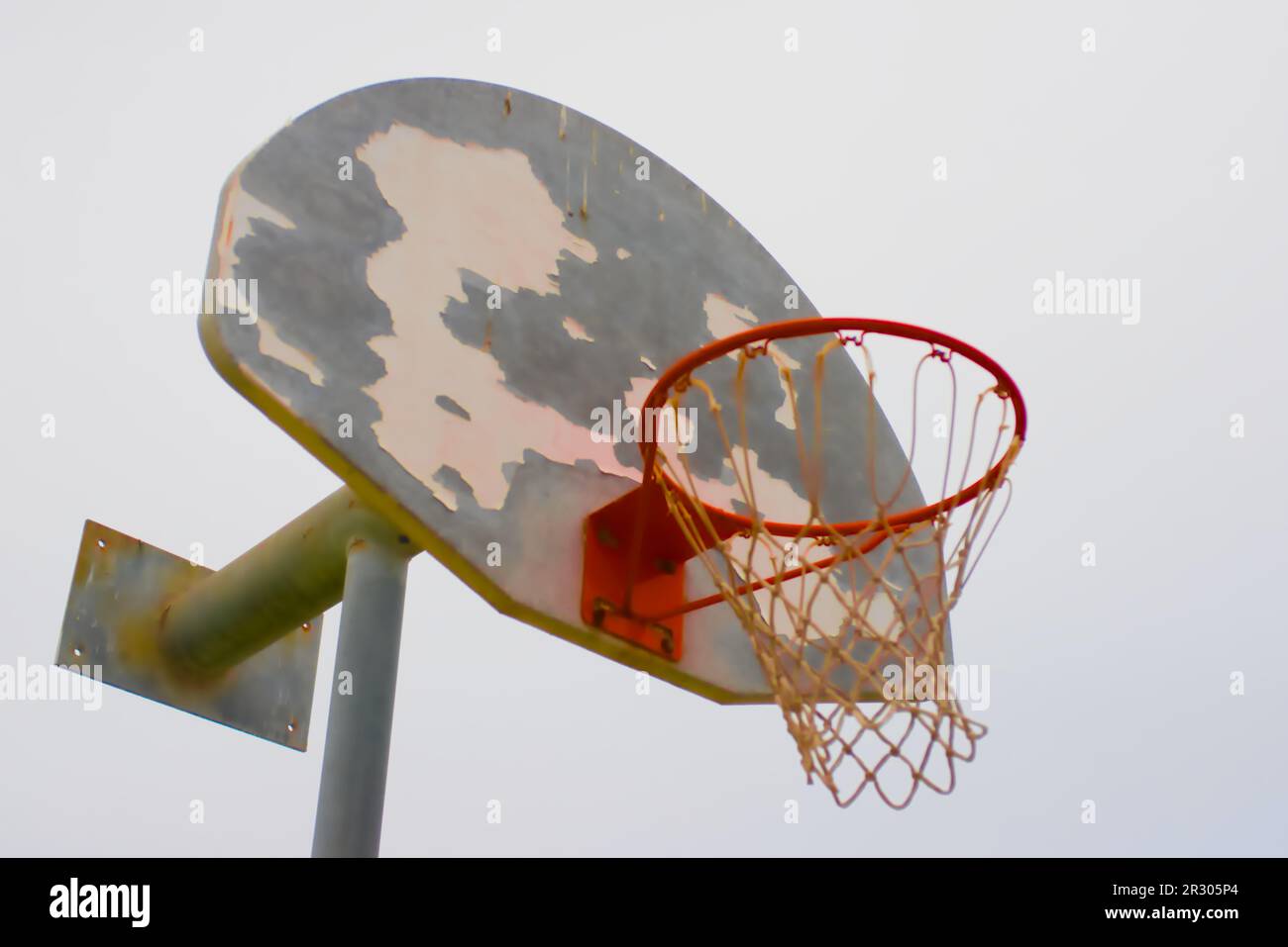 Classic vintage American, weathered, well-worn, playground basketball ...
