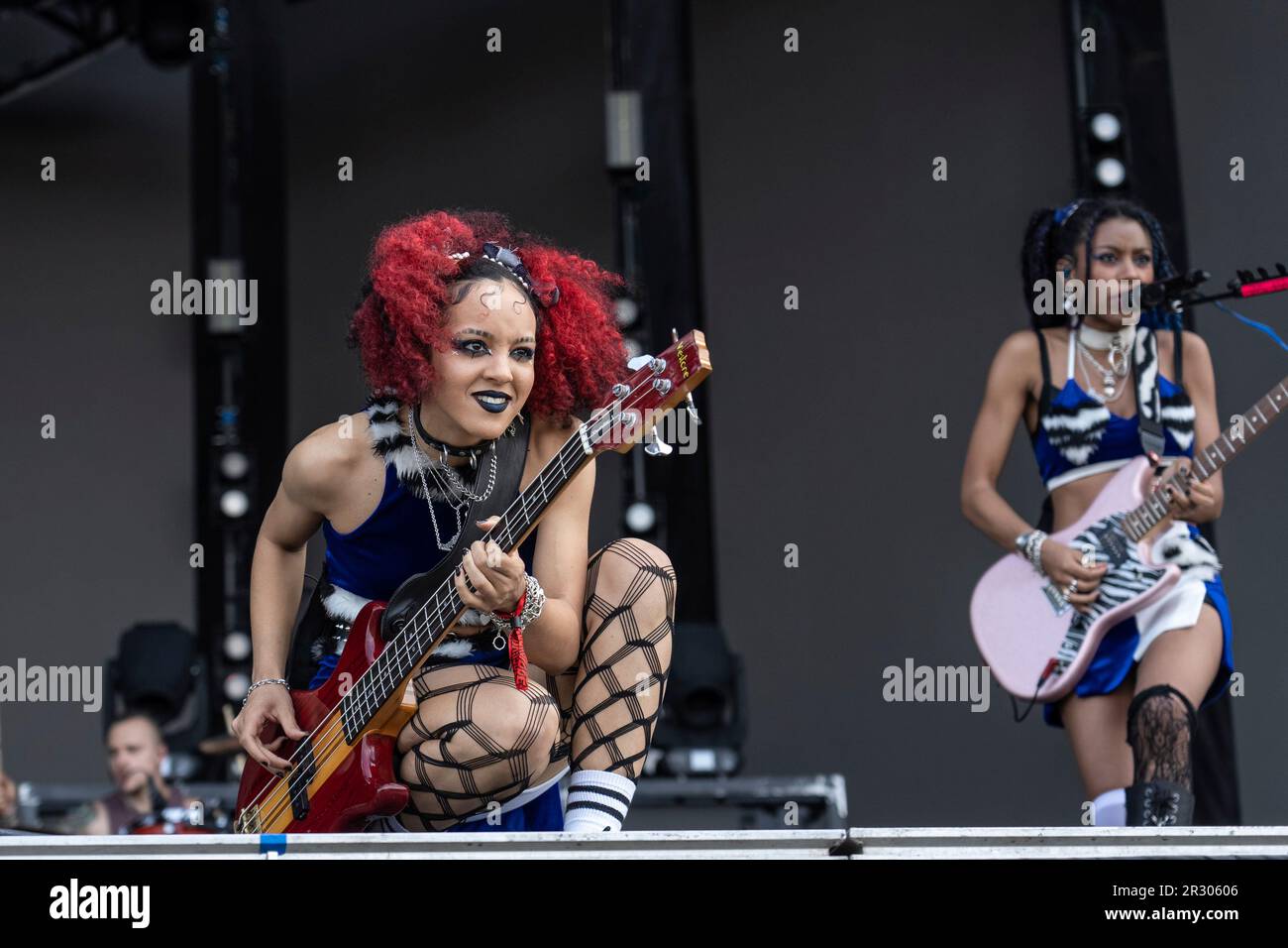 Georgia South, left, and Amy Love of Nova Twins perform at the Welcome ...