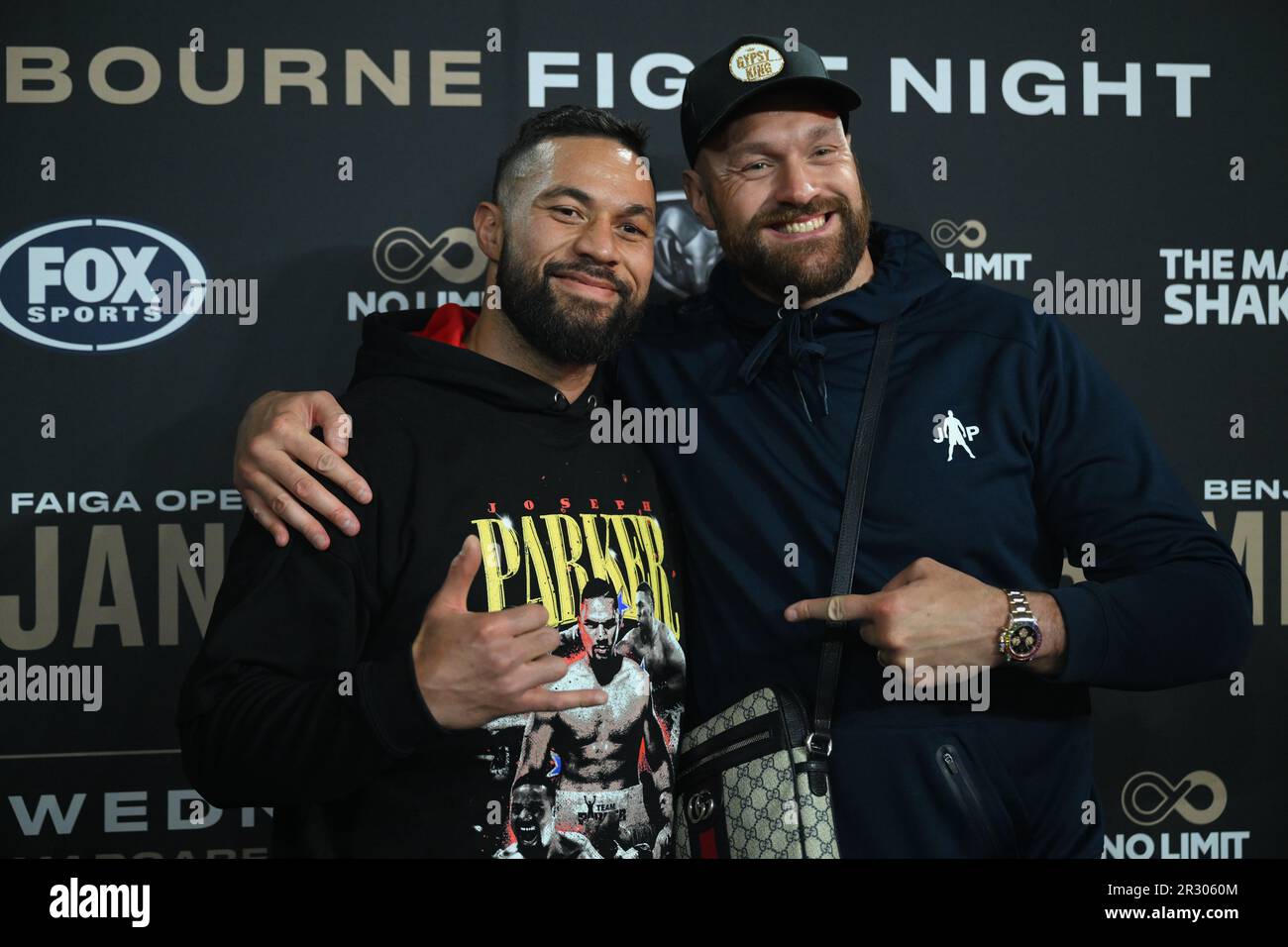 New Zealand boxer Joseph Parker (left) and Tyson Fury pose for photos ...