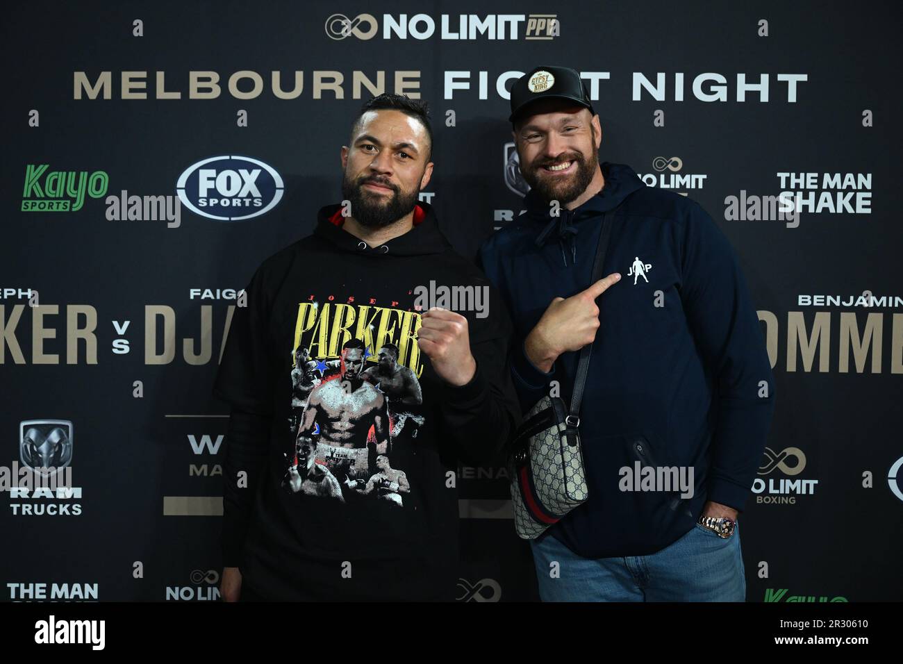 New Zealand boxer Joseph Parker (left) and Tyson Fury pose for photos ...