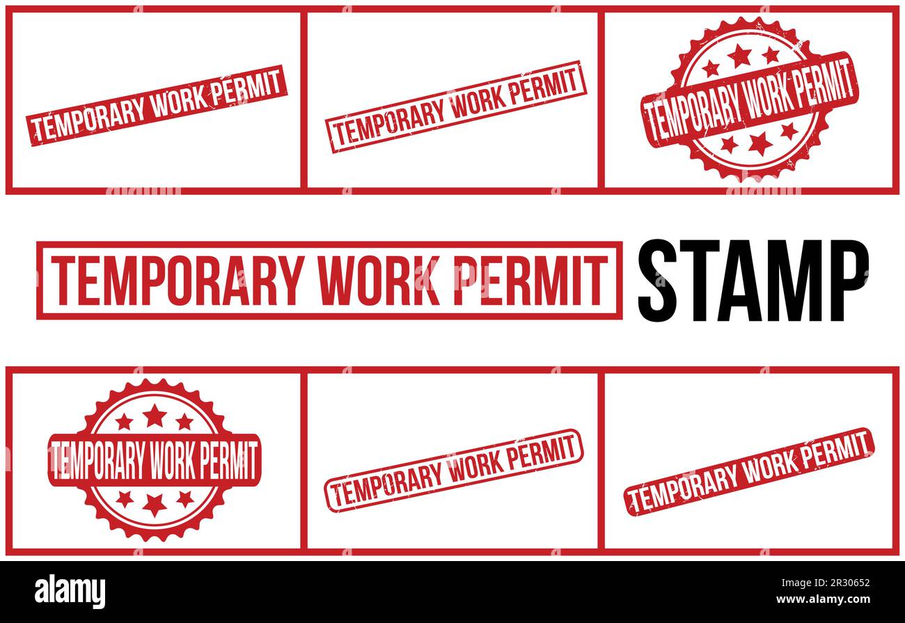 Temporary Work Permit rubber grunge stamp set vector Stock Vector Image ...