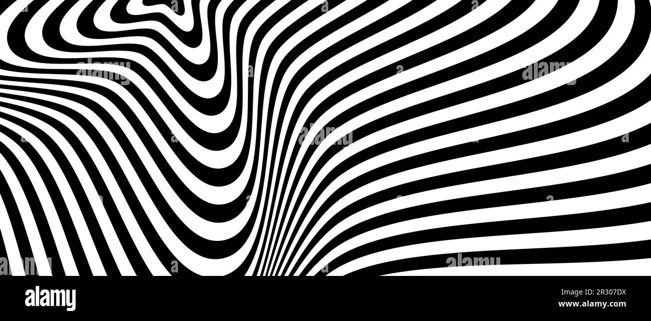 Optical illusion background. Black and white abstract spinning lines ...