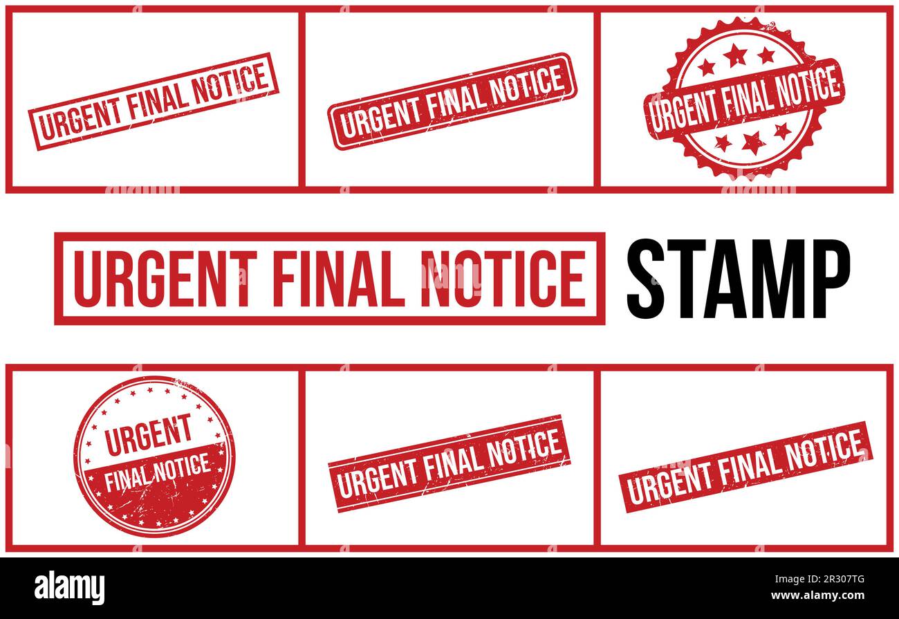 Urgent Final Notice Rubber Stamp Set Vector Stock Vector Image & Art ...