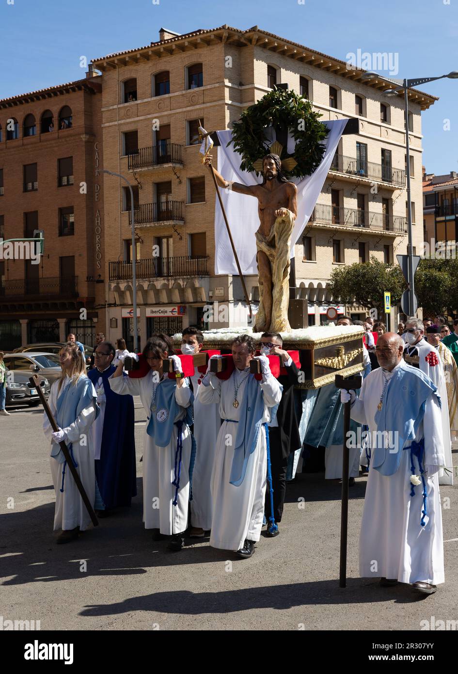Traditional Sunday Easter procession concluding Holy Week in Tarazona ...