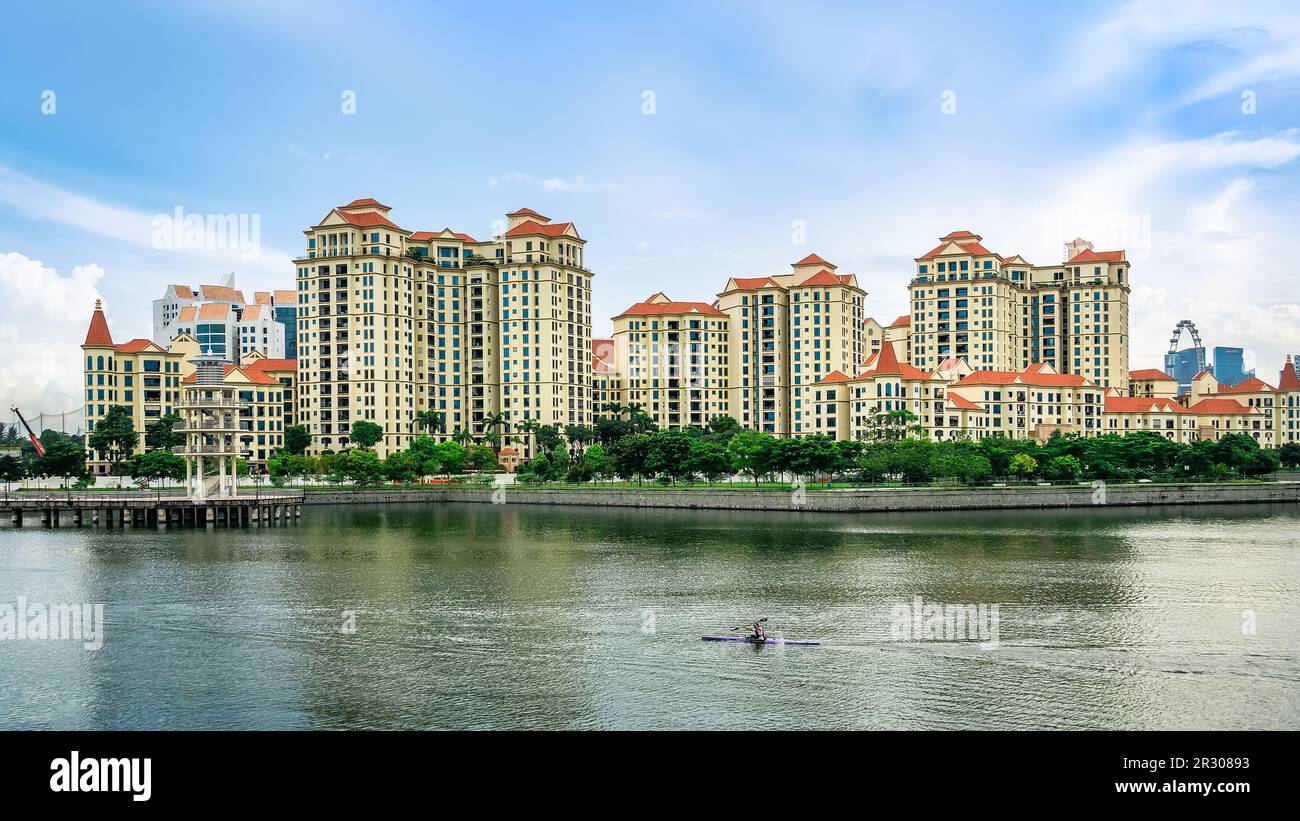 Kayaking near Water Sports Centre of Singapore Sports Hub. It is a ...
