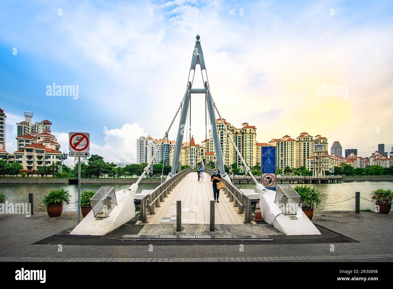 Tanjong Rhu Suspension Bridge near Singapore Sports Hub. It is a sports ...