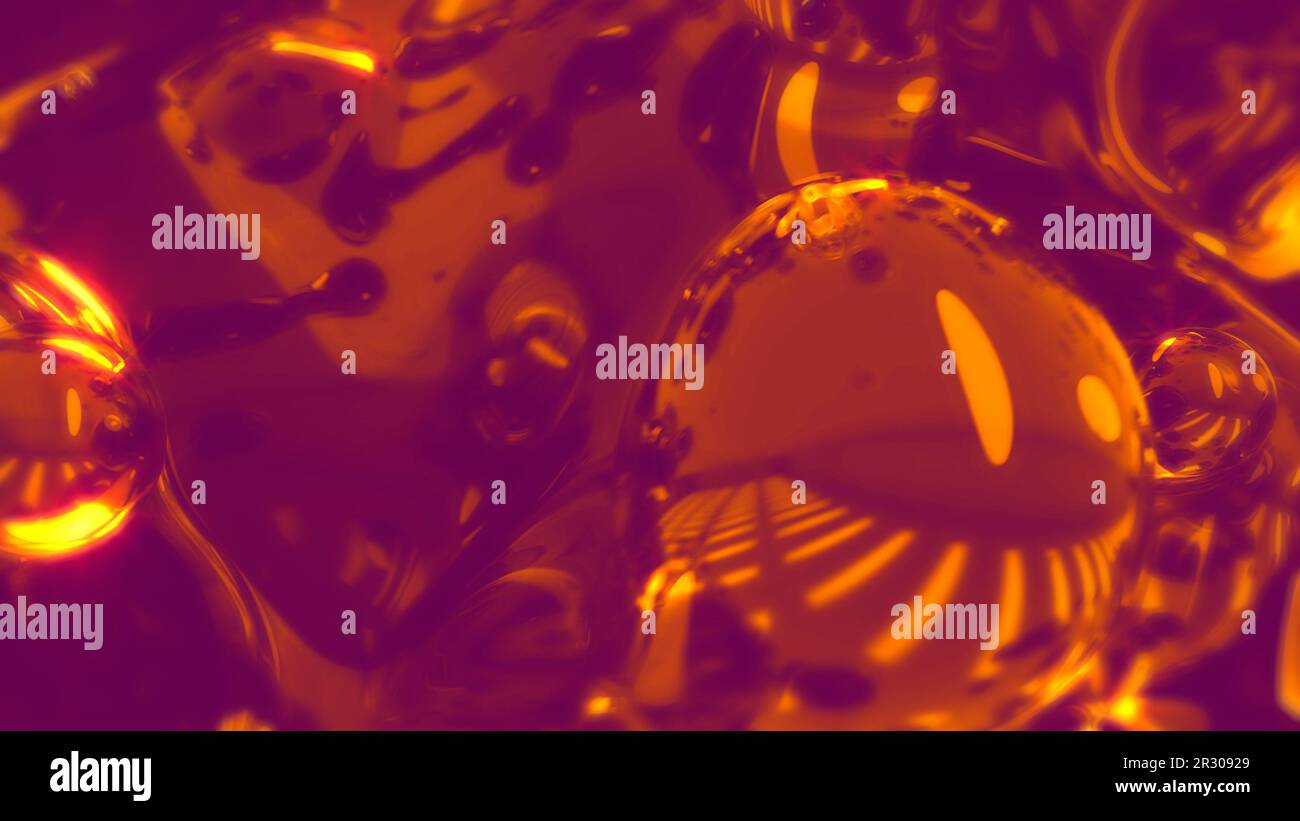 gold limpid crystalline bubbles floating on rose backdrop - abstract 3D ...