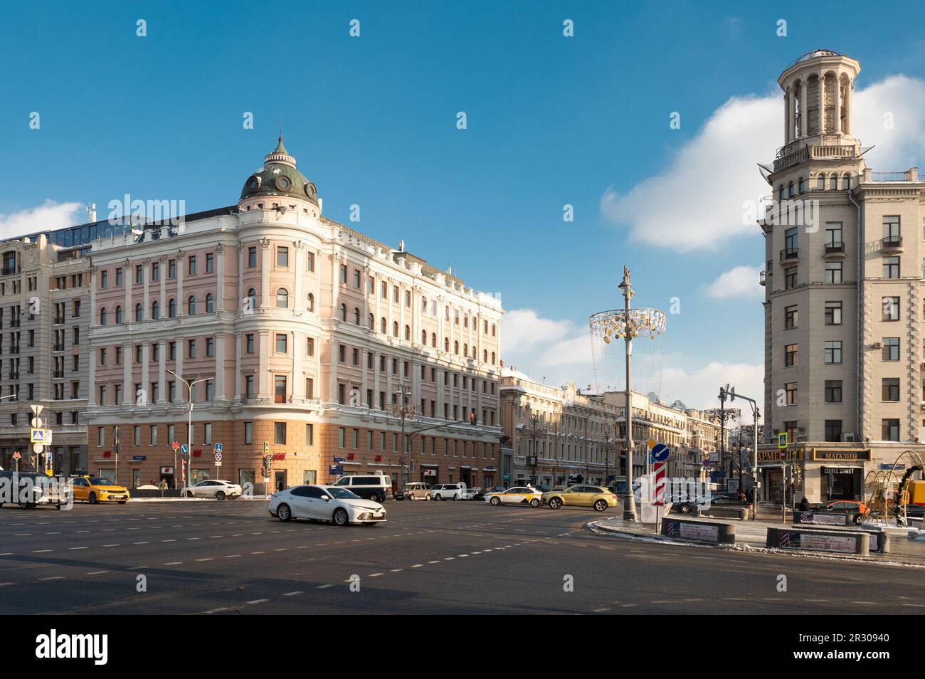 Architectural ensemble of central street of Moscow Tverskaya street ...