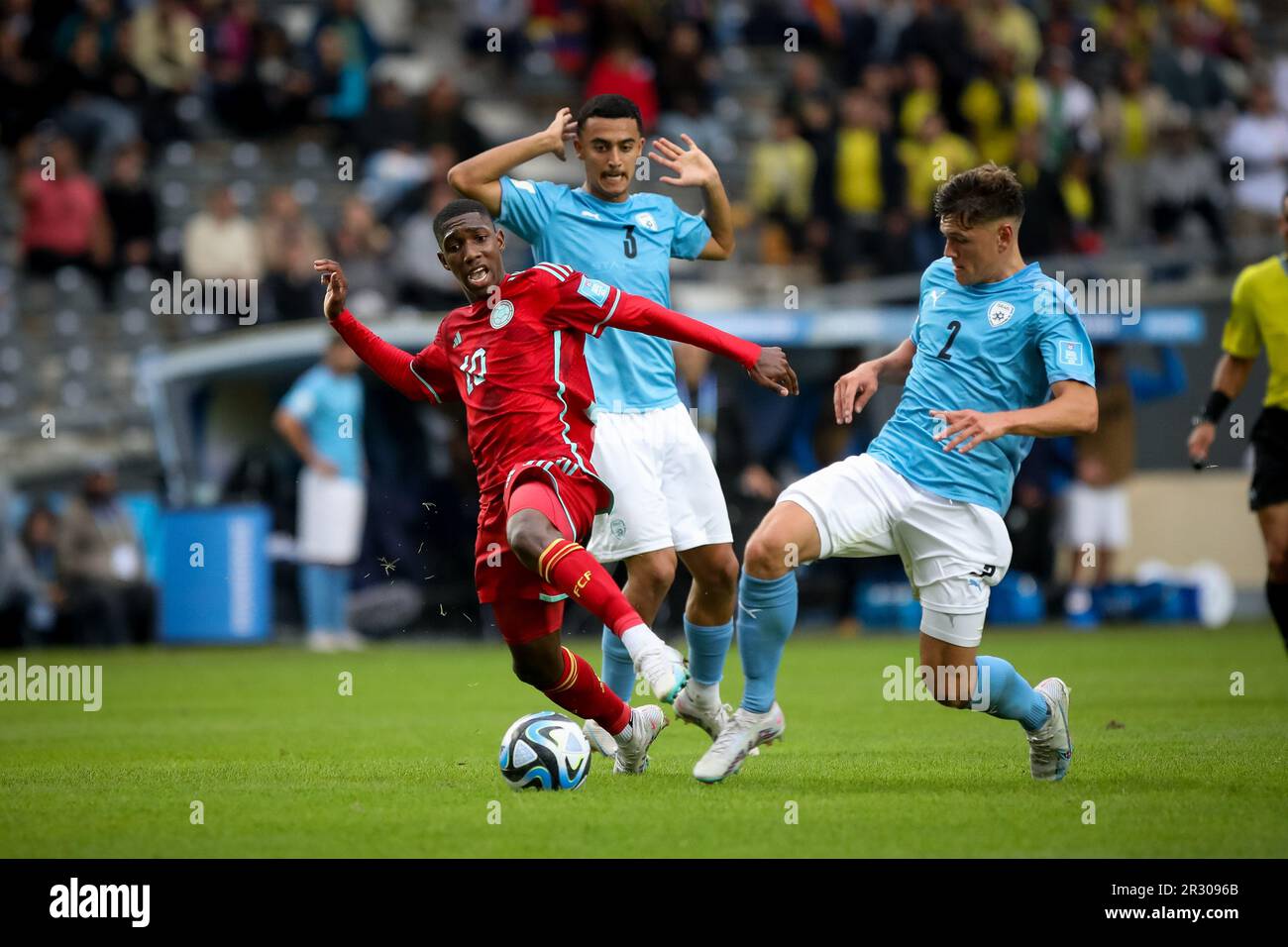 La Plata, Argentina. 21st May, 2023. Yaser Asprilla (L) of Colombia and ...