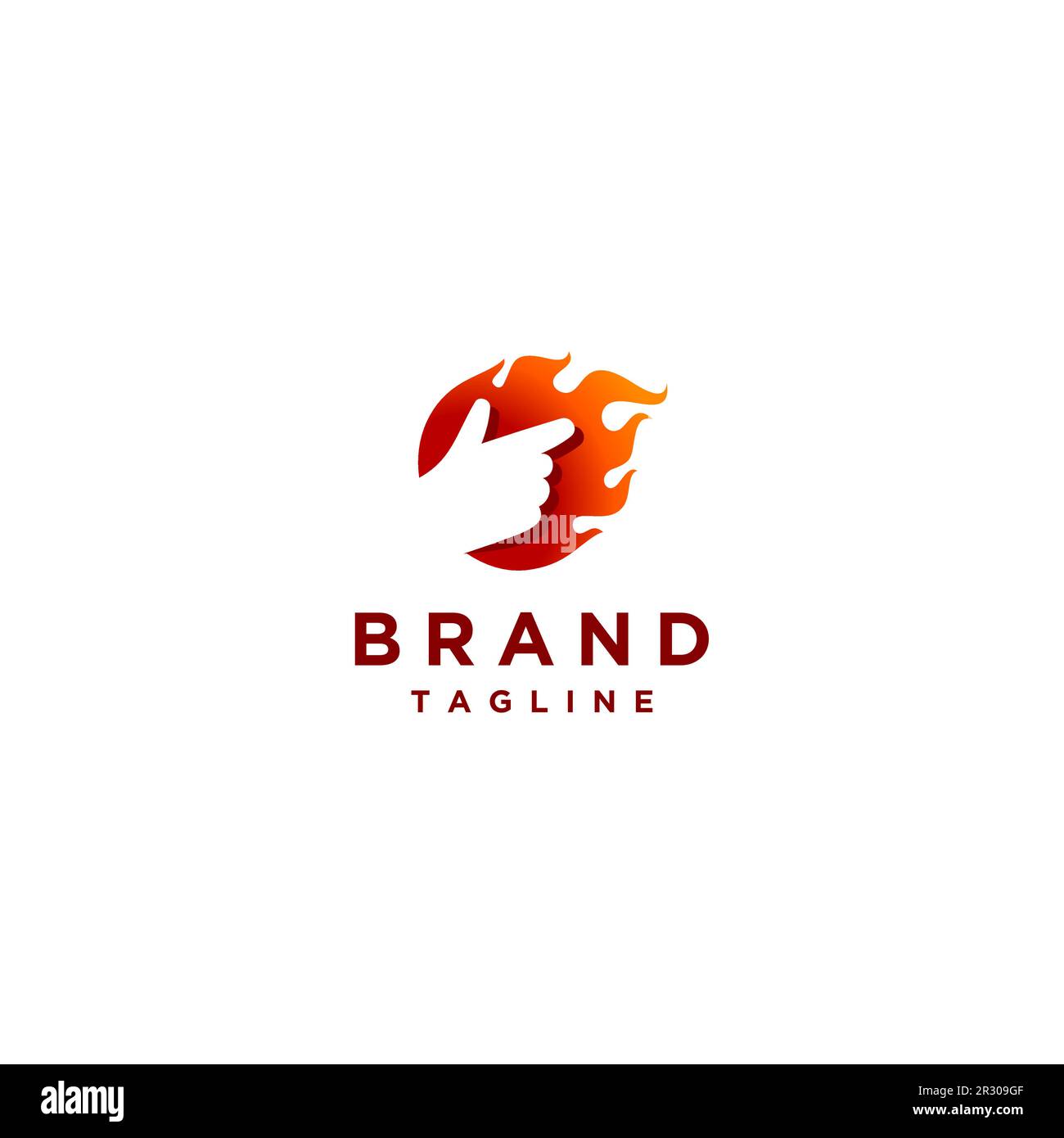 Fun Fire Hand Pointing Logo Design. Passion and focus on one thing ...