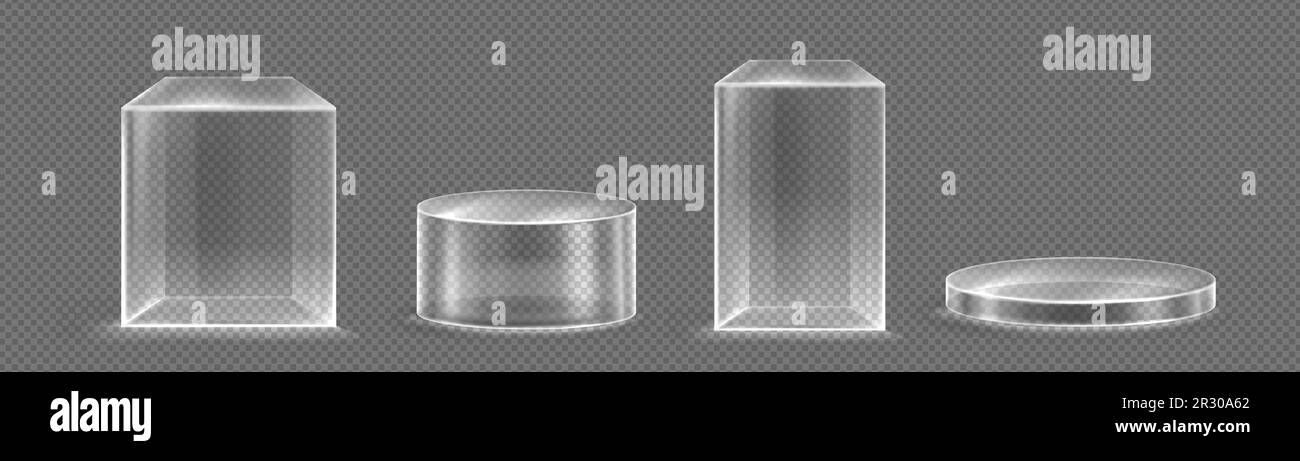 3d glass transparent clear stand podium display box isolated on ...